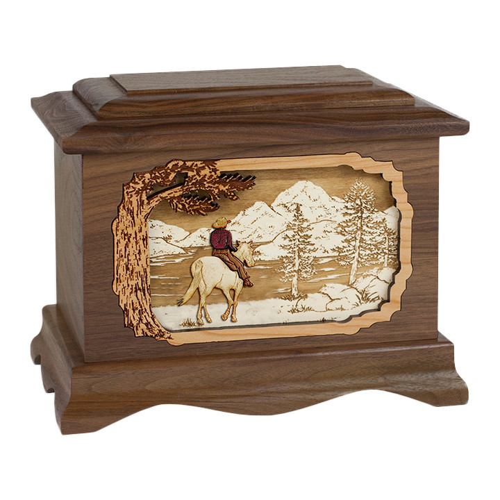 Western Cremation Urns High Country Haven Bears Urn With 3D Inlay Wood