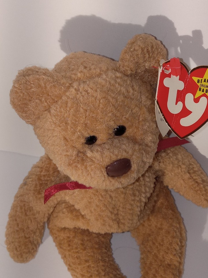 Ty Beanie Babies Bear Plush Curly Tags Stuffed Toy Brown 4052 Kids Doll ...