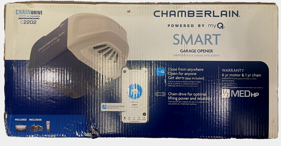 Chamberlain C2202 Chain Drive 1/2Hp Durable WiFi Smart Garage Door ...