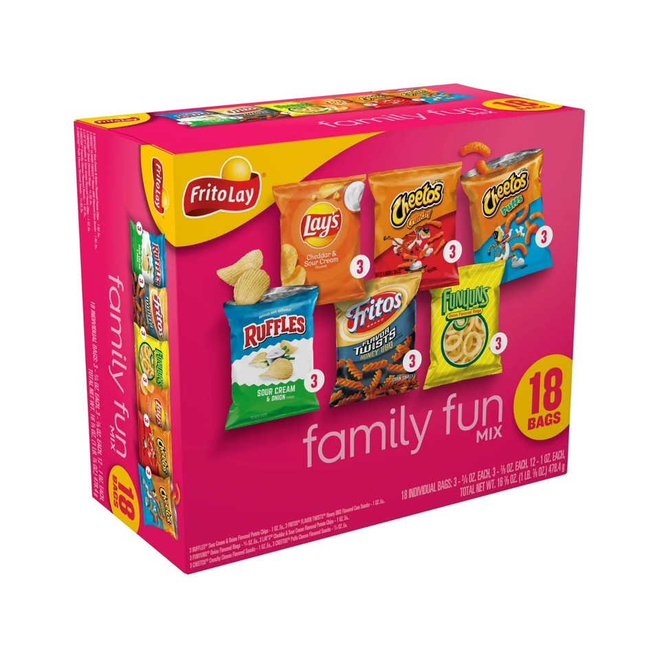 New Frito-Lay Family Fun Mix Variety Pack Snack Chips, 18 Count ...