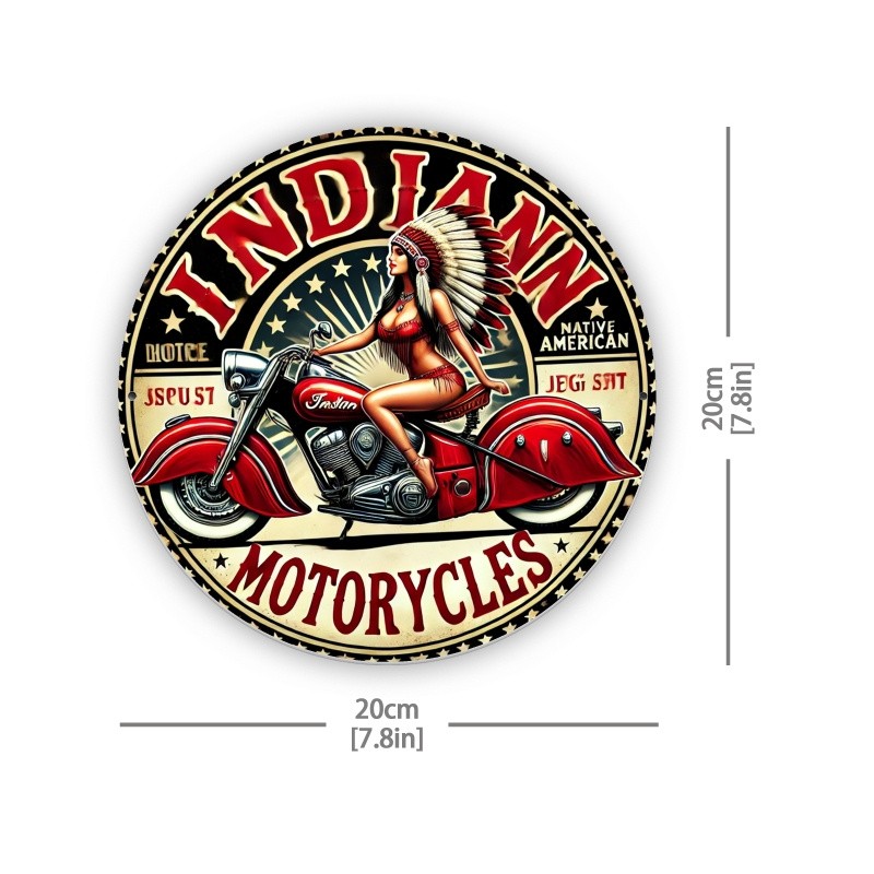 Vintage Indian Motorcycles Tin Metal Signs Home Décor 8x8 Round Iron ...