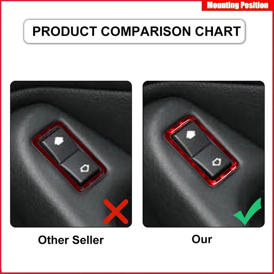 Red Carbon Fiber Rear Door Window Control Cover Sticker For BMW M5 E39 ...