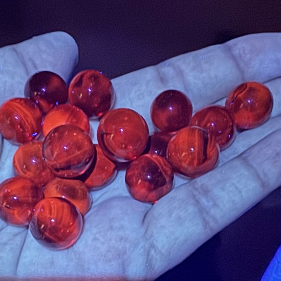 Cadmium Uranium Red Marbles UV Reactive Ruby Cherry Translucent Lot 8 ...