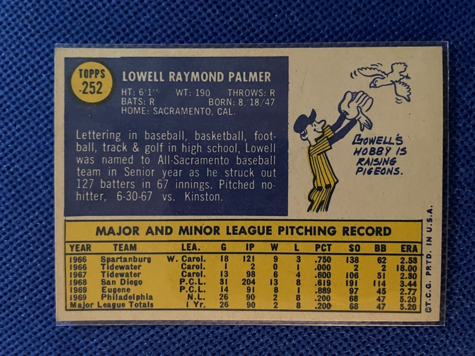 1970 TOPPS # 252 LOWELL PALMER | eBay