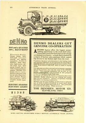 1917 Bourne Magnetic Trucks Ad: Philadelphia - Reverse is DENMO Motor ...