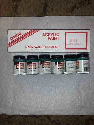 New Vintage IN BOX 6 Pactra Acrylic Paint 2/3 floz A11 Gloss Green | eBay
