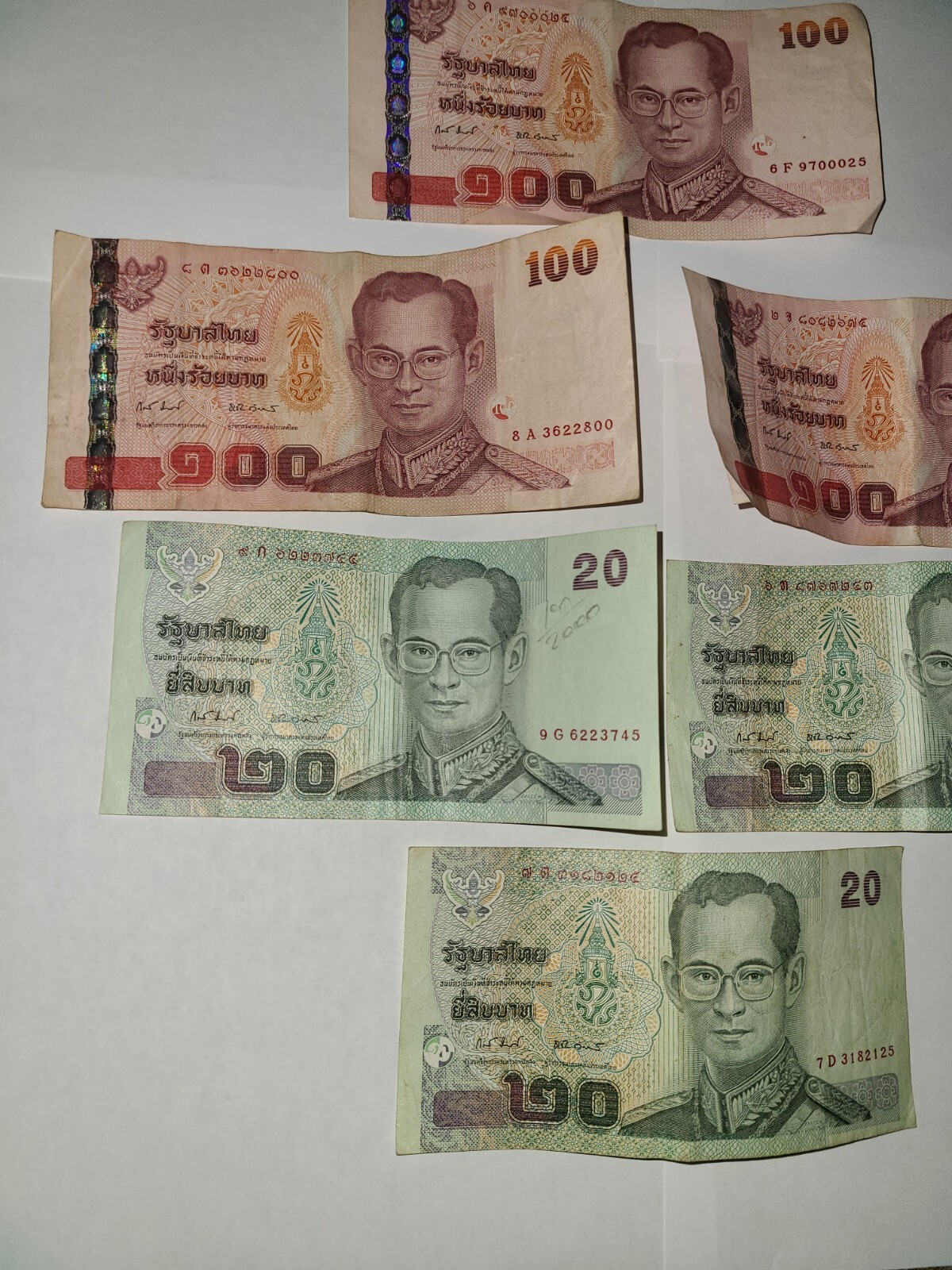 THAILAND 20 &100 Baht Bank notes (6 total) | eBay