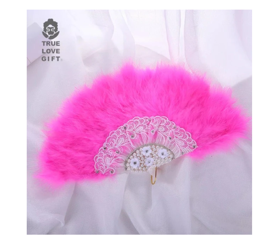 Feather Hand Fan Handmade Luxurious Spanish Dance Lace Feather Fans for ...