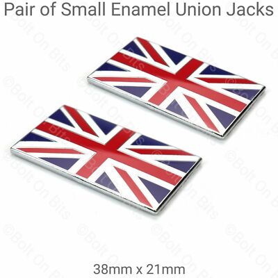 2 x Small Metal Enamel Coloured Union Jack Flag Badges Self Adhesive ...
