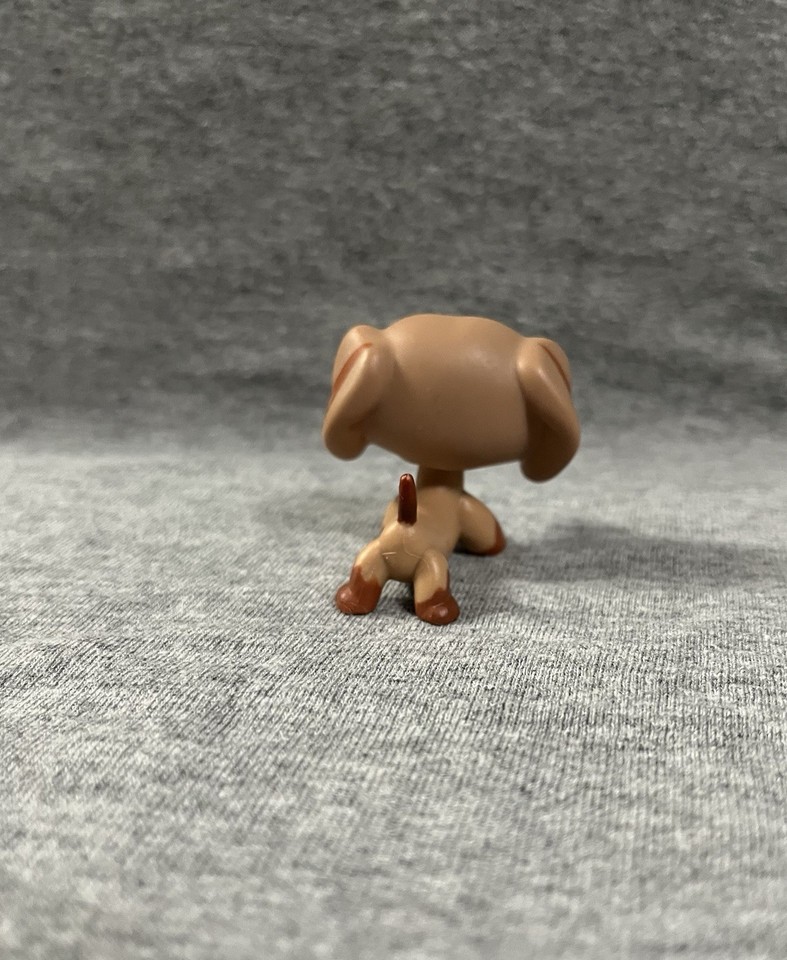 LITTLEST PET SHOP # 518 TAN BROWN DACHSHUND PUPPY DOG BLUE TEARDROP ...