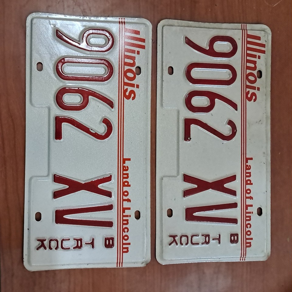 MATCHED UNUSED Authentic Expired License Plate PAIR: Illinois B Truck ...