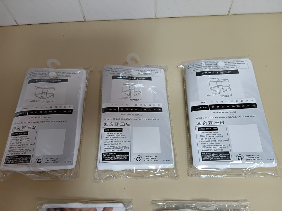 BONDS SUPPORT BRIEF SIZE 18 (LARGE) WHITE, 5 PAIRS- NEW AND UNOPENED ...