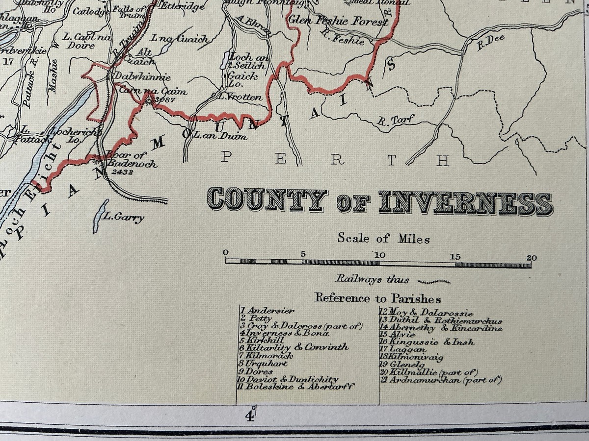 Ancient Map Inverness Scotland