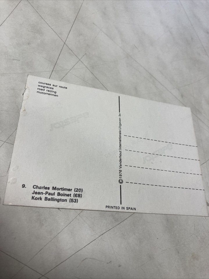 Mortimer JP Boinet Kork Ballington Postcard CP Collectible Motorcycle ...