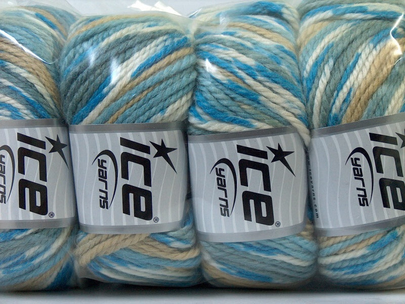 4-Skein Lot Alpaca Bulky Magic Yarn 4x100g/130m Blue Grey Light Brown ...