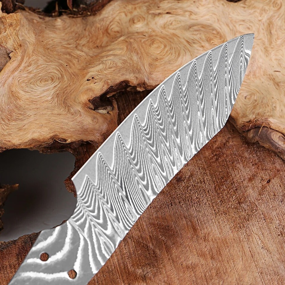 Fixed Blade Blank Knife Forged Damascus Steel Full Tang Ultra Sharp ...