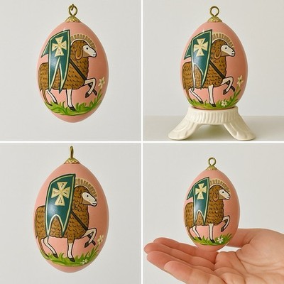 Agnus Dei Lamb Hand-Painted Easter Egg Ornament w/ Stand – Pink Estate ...