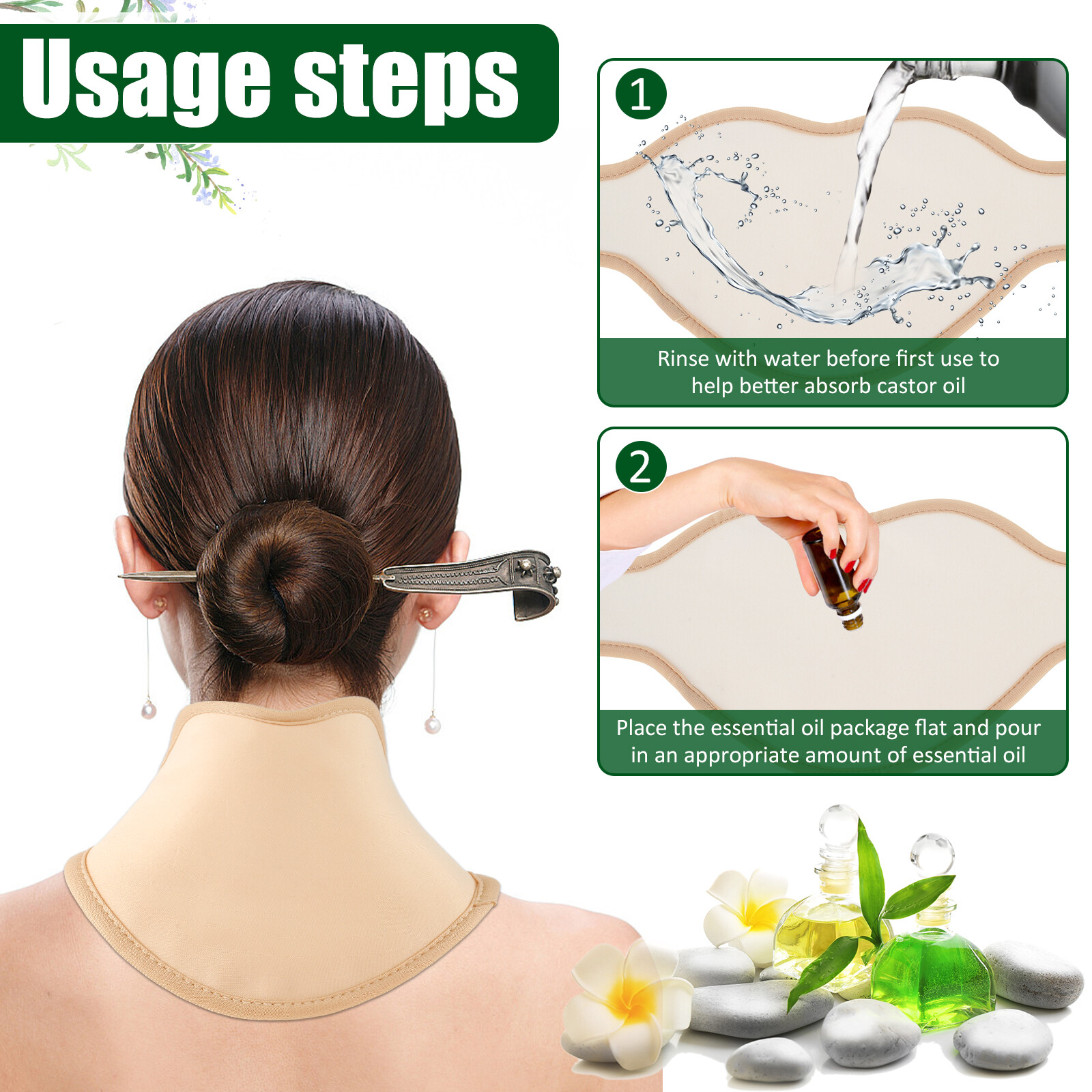Neck Oil Pack Set Washable Reusable Essential Oil Wrap Mess-Free Oil ...