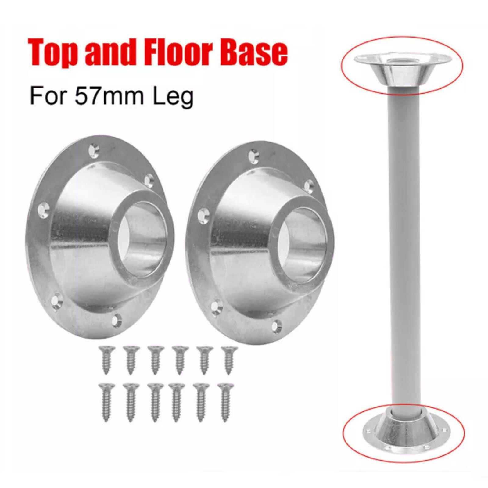 2Pcs RV Table Bases Aluminium Floor Fixed Mount Pedestal Replace Kits ...