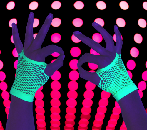 UV BRIGHTNESS NEON UV REACTIVE SHORT FISHNET PARTY GLOVES | eBay Australia