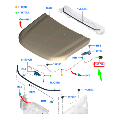 FORD RANGER T6 MK3 Internal Bonnet Release Pull Handle 1733596 NEW ...