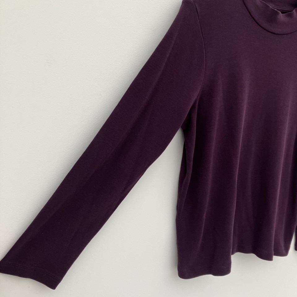 Cotton Traders Mock Neck Long Sleeve Cotton Jersey Top Winter Berry ...