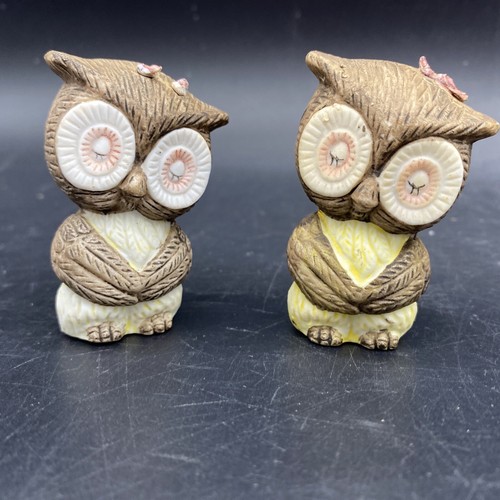 Vintage Ceramic Owls Japan Small Owl Figurines Pair 2 1/2" Tall - read ...