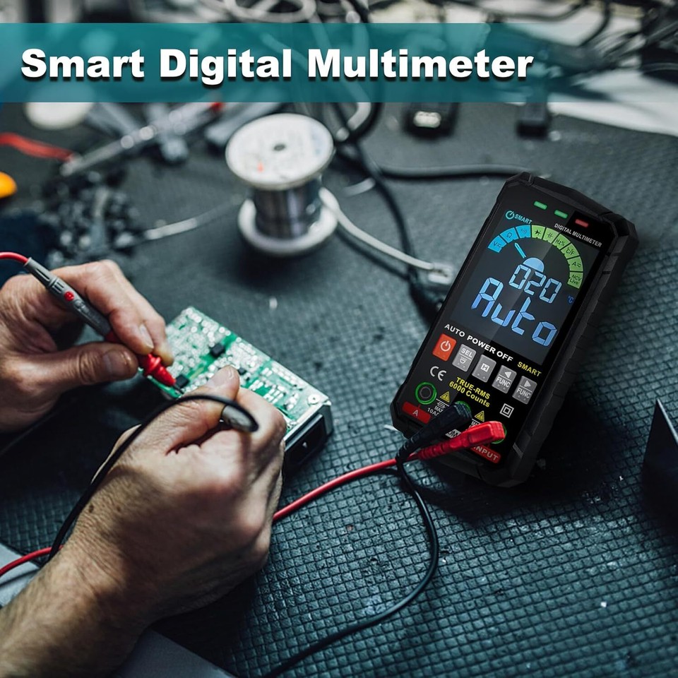 Smart Digital Multimeter 6000 Counts TRMS Auto Range LCD Colour Display ...