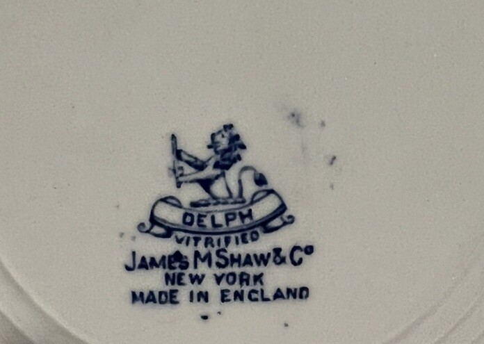 Antique Delph James M. Shaw & Co New York Blue Flow 10'' Bowl | eBay