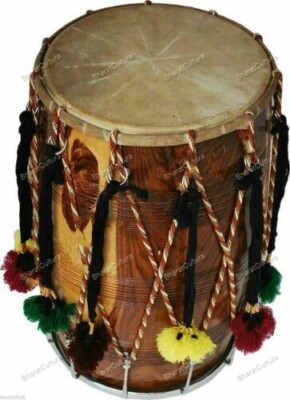Sheesham Wood Musical Instrument Indian Wedding Mu Bhangra Dhol with ...