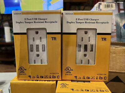 Wall Outlet (2)W/2 USB Charge Ports & LED, Duplex Tamper Resistant ...