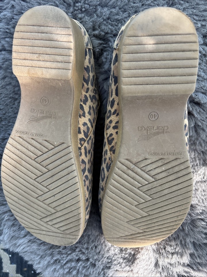 Dansko Professional Patent Leather Leopard Cheetah Nursing Clogs Size ...