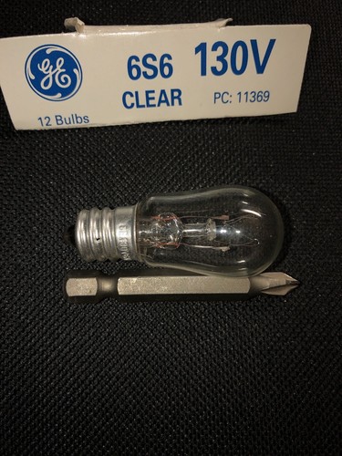 1 GE Clear 6S6 Indicator Lamp 6w 130V PC:11369 Clear OEM GE Industrial ...
