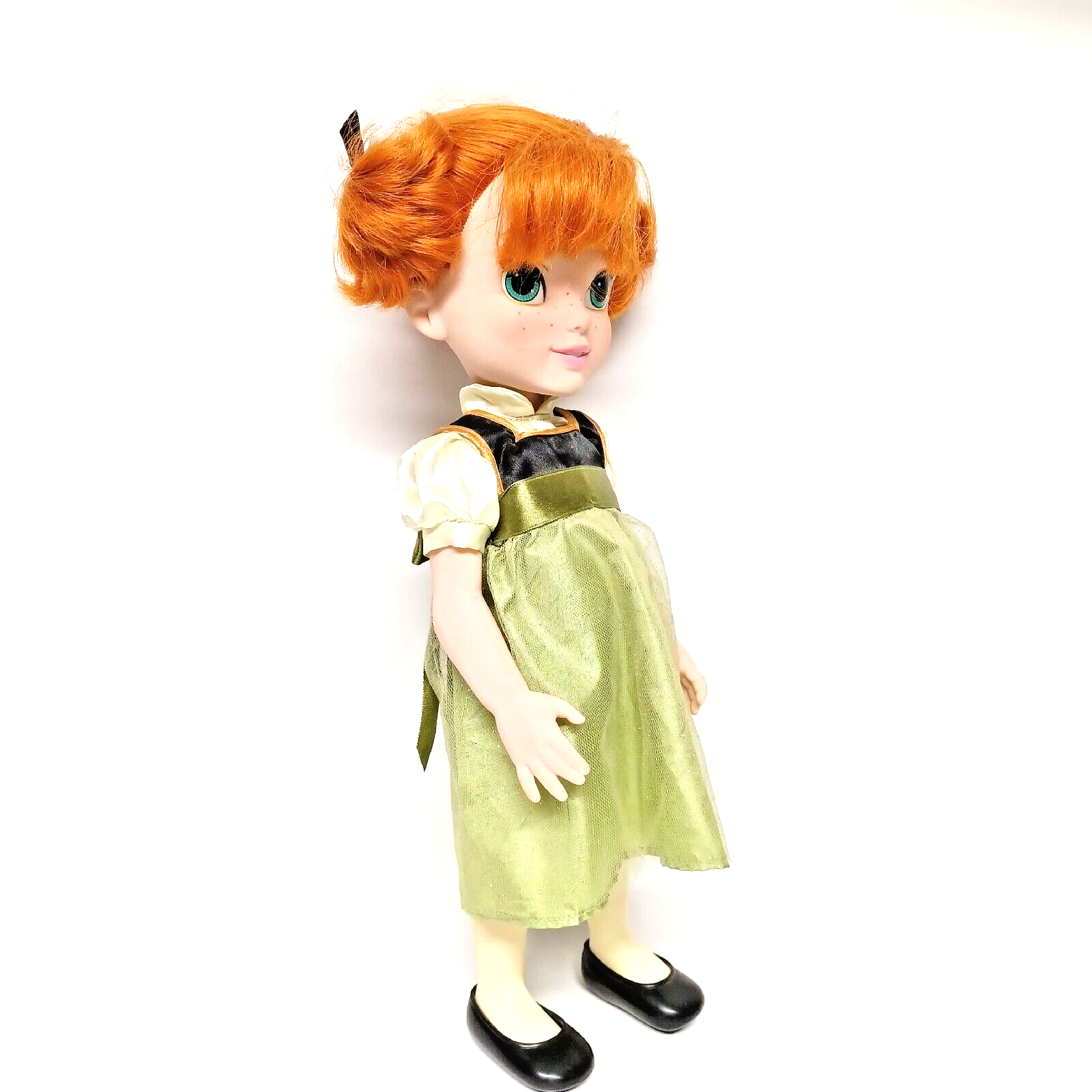 Disney Store Frozen Anna Doll 16” Toddler Princess Green Dress Doll Toy ...