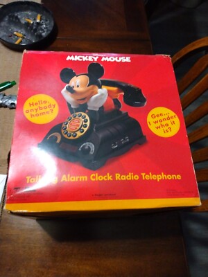 NEW Vintage Disney Mickey Mouse Talking Alarm Clock, Radio & Telephone ...