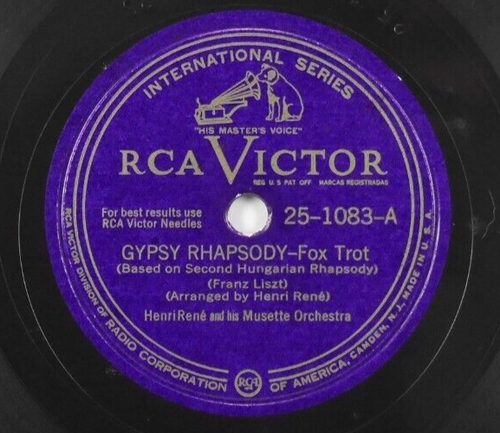 HENRI RENE Gypsy Rhapsody / Turkish Delight RCA VICTOR 25-1083 VG 10 ...