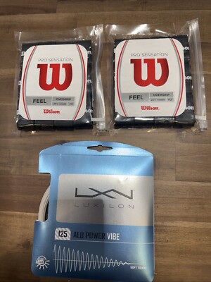 New 24 Wilson Pro Sensation Over Grips And Luxilon Alu Power Vibe 125 ...