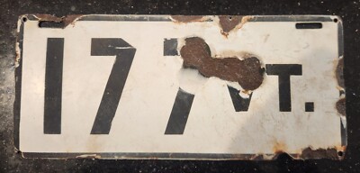 1907 Vermont VT Porcelain Automobile License Plate Car Tag Vehicle Auto ...