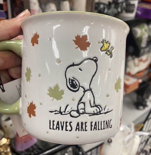 Peanuts Large Snoopy Falling Leaves Mug Autumn Green Soup Dog New ...