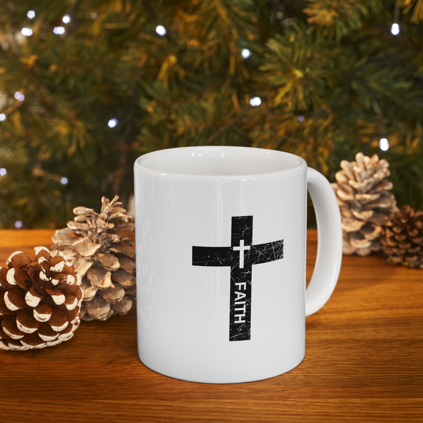 Religious Faith Cross Ceramic Mug, Christian Coffee Cup, Religious Gift ...