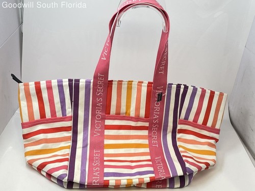 Victoria's Secret Womens Multicolor Striped Double Handle Zip Top Beach ...