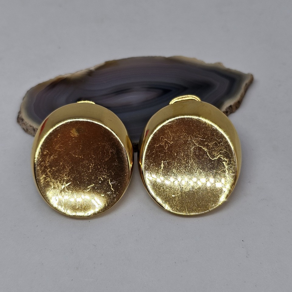 Vtg Clara Studio Large Bold Gold Tone Clip On Statement Earrings | eBay