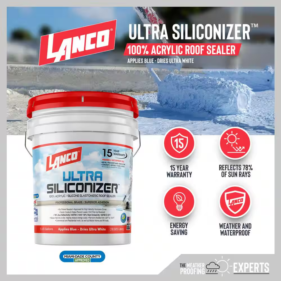 Ultra Siliconizer 1 Gal. 100% Acrylic Elastomeric White Reflective Roof ...