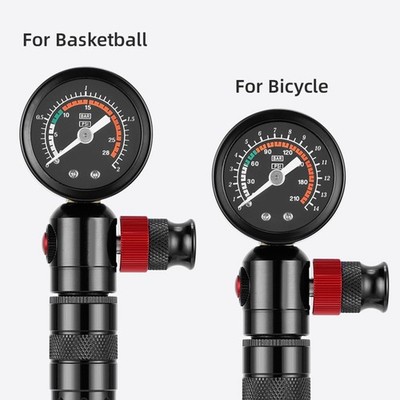 Compact Bicycle Tire Pump with Pressure Gauge and Multiple Nozzle ...