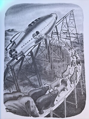 NOAH’S SPACESHIP ARK SPACEX Two-By-Two ANIMALS Chas Addams CARTOON New ...