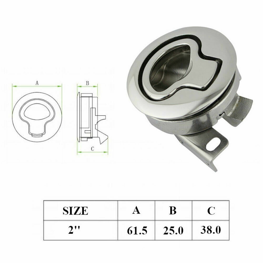 2Pcs Marine Boat Stainless Steel 2'' 50mm Flush Pull Hatch Lock Slam ...