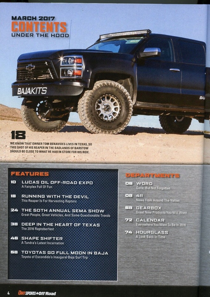 Dirt Sports Off-Road Magazine March 2017 Ford Raptor / Tailgate Touch ...