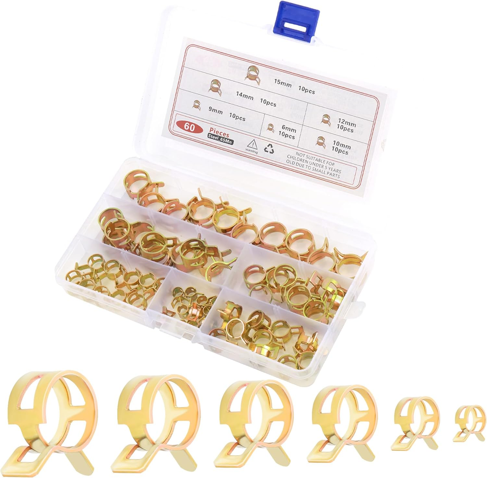 Spring Hose Clamp Assortment Kit,6 Size Fuel Line Clamp for Fastening ...