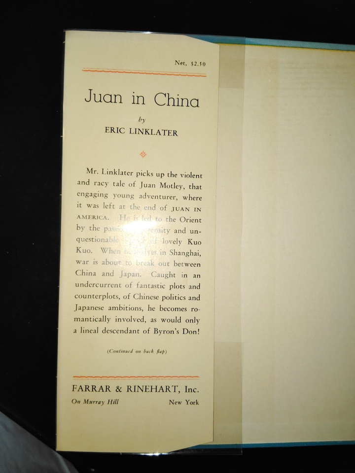 Juan in China by Eric Linklater 1937 HCDJ First U.S. Edition | eBay