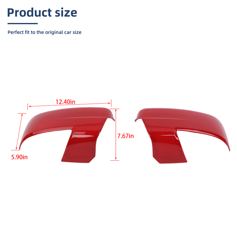 Red Side Door Mirror W/ LED Signal Cap Covers Accessories For 2011-17 ...